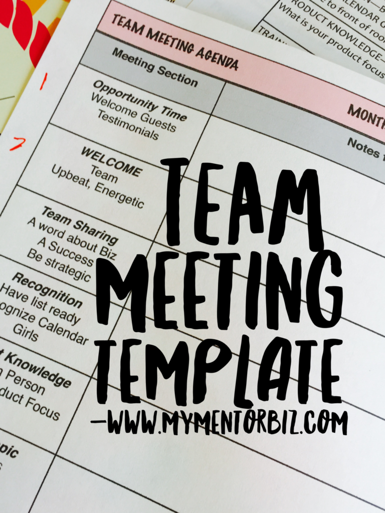 TEAM meeting template - Corporate Mentor | My Mentor Biz | Gale Bates
